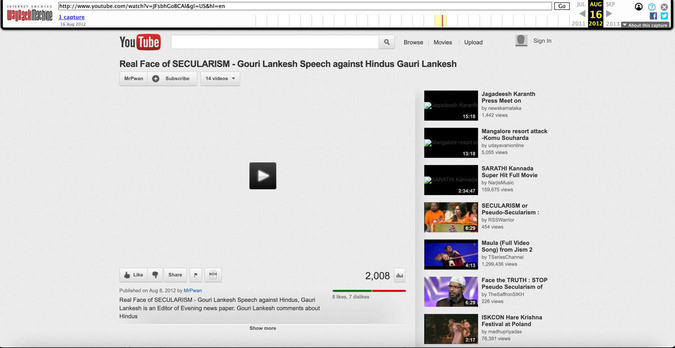 A video helped incite the murder of prominent Bangalore journalist, we investigated it's spread ...